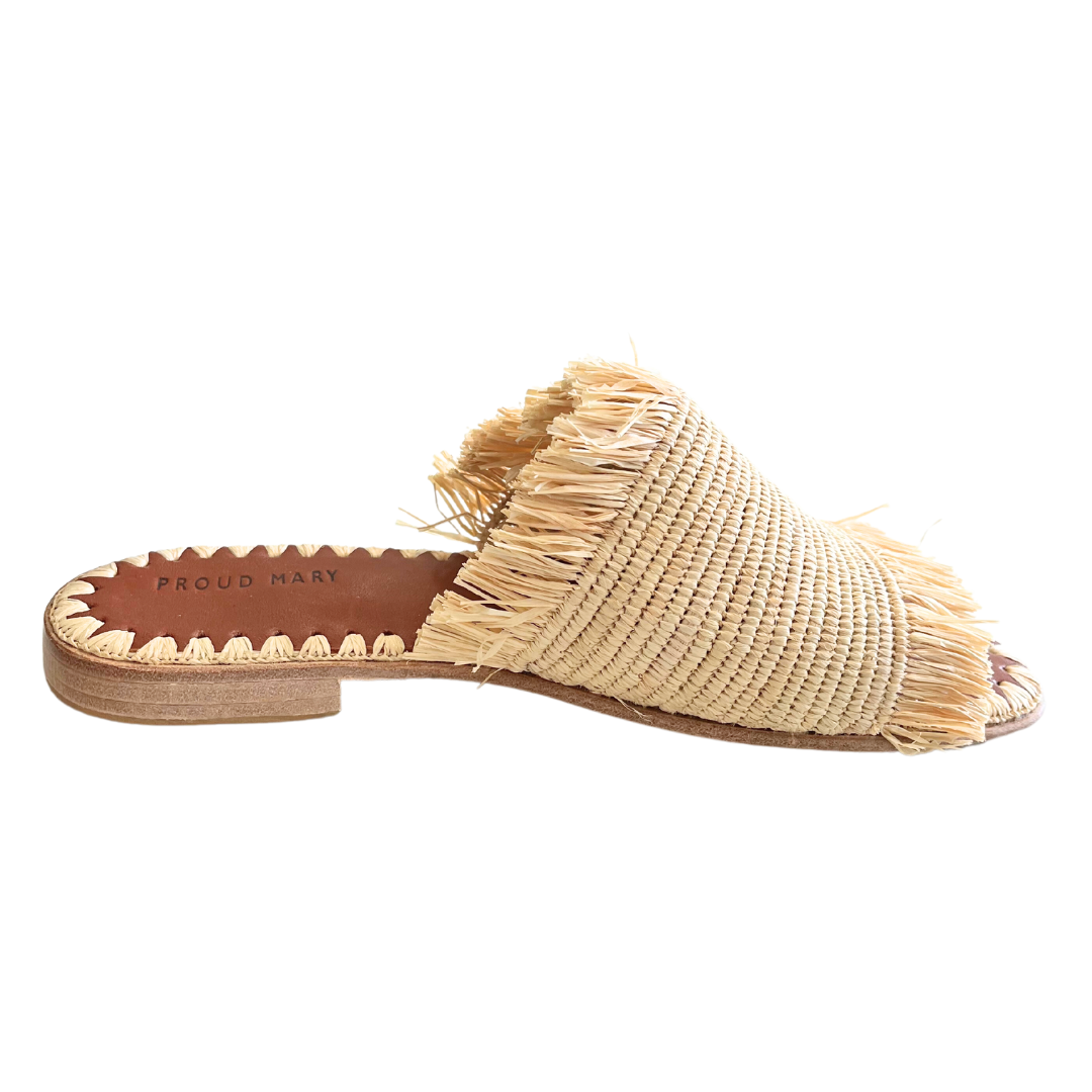 Women's Raffia Fringe Slides - Natural Boho Artisan Made Popular Style ...